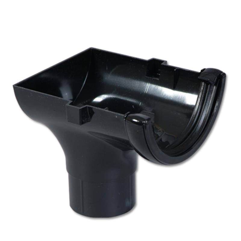 Black Half-Round Gutter Run Outlet Stop End | Suppliers of Gutters ...